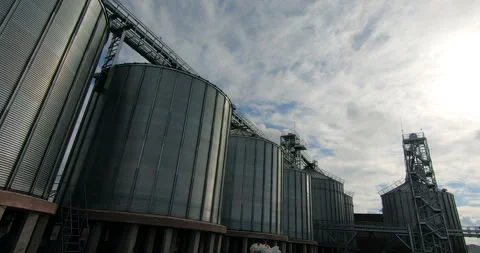 Grain dryer containers. A plant for proc... | Stock Video | Pond5