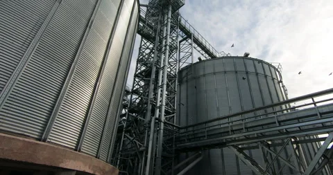 Grain dryer containers. A plant for proc... | Stock Video | Pond5