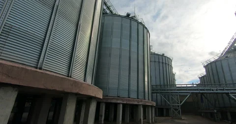 Grain dryer containers. A plant for proc... | Stock Video | Pond5