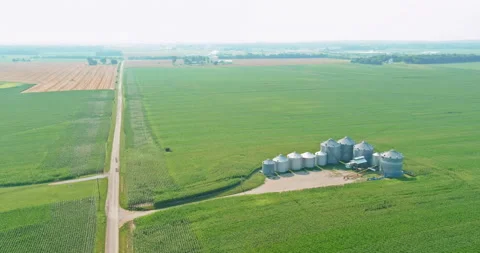 Grain elevator terminal spout loading gr... | Stock Video | Pond5