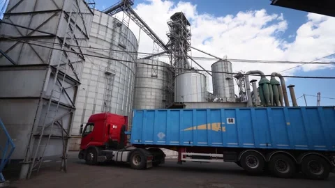 Grain lorry arrives to grain elevator te... | Stock Video | Pond5