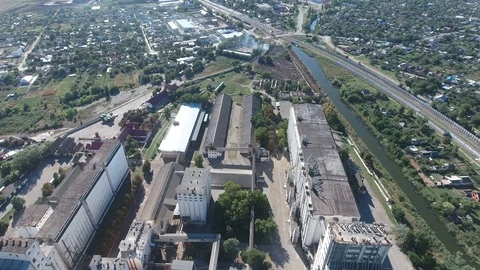 Grain terminal. The old Soviet grain ele... | Stock Video | Pond5