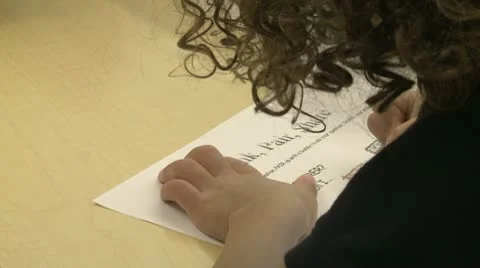 Grammar school student drawing with cray... | Stock Video | Pond5