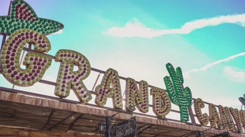 Grand canyon sign in a carousel in amuse... | Stock Video | Pond5