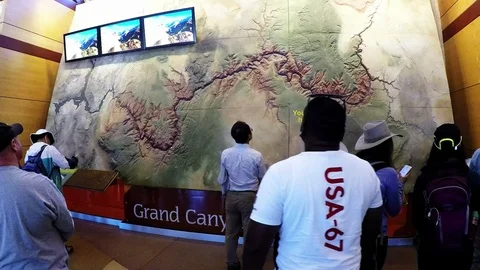 Grand Canyon Topographical Map Exhibit | Stock Video | Pond5