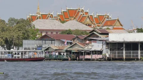 Grand Palace from across the River Chao ... | Stock Video | Pond5