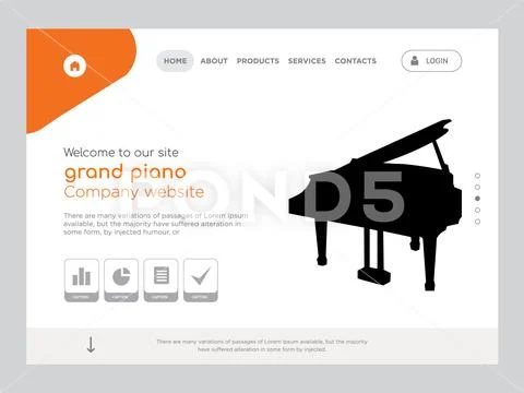 Grand piano Landing page website template design Illustration #90163592