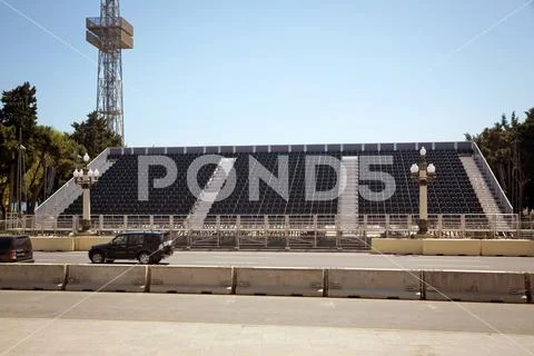 Photograph: Grand Stands Formula 1 Racing empty seats . Giant tribune ...