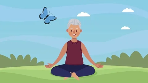 grandfather in lotus position animation | Stock Video | Pond5