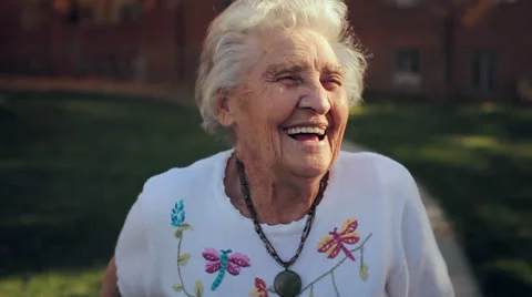 Grandma Close Up Laughing Slow Motion | Stock Video | Pond5
