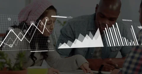 Graph and chart animation over two peopl... | Stock Video | Pond5