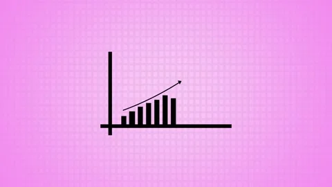 Graph chart animated icon on a pink grid... | Stock Video | Pond5