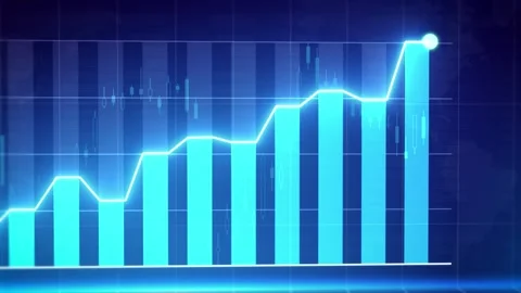 Graph chart financial loop on blue backg... | Stock Video | Pond5