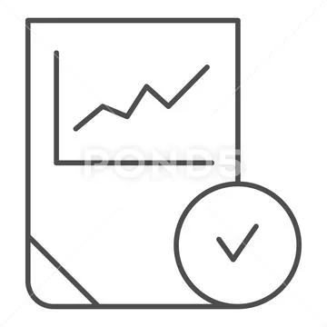 Graph with check thin line icon. Chart with tick vector illustration ...