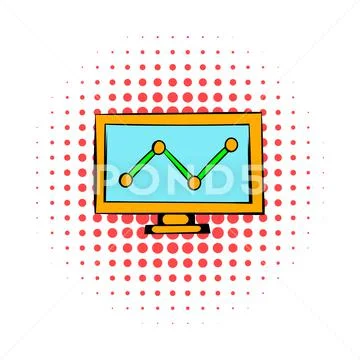 Graph on the computer monitor icon, comics style: Graphic #209177429