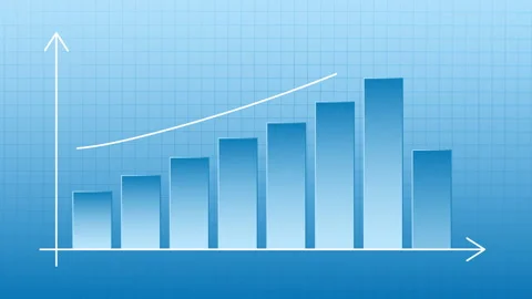 Graph growth chart animation on a blue b... | Stock Video | Pond5