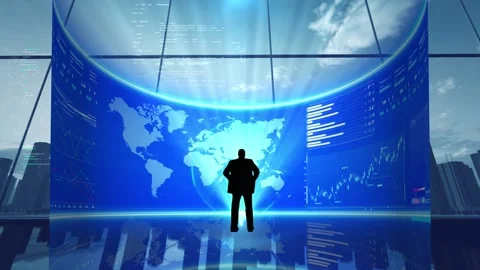 Graphic display of high-tech large curve... | Stock Video | Pond5