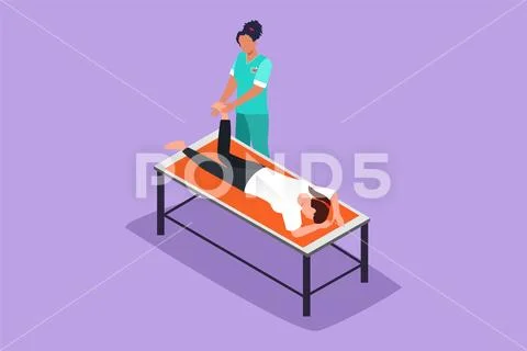 Graphic flat design drawing of physiotherapy rehabilitation assistance ...