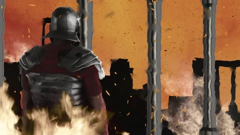 The Grate Fire of Rome and a Roman Soldi... | Stock Video | Pond5