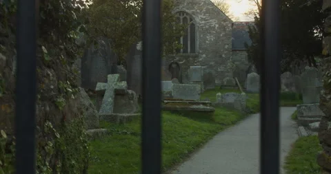 Graveyard with old tombstones, sliding s... | Stock Video | Pond5