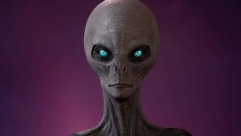 Gray alien opens its eyes and cinematic ... | Stock Video | Pond5