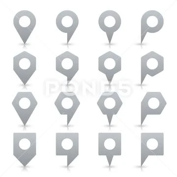 Gray blank map pin sign flat location icon ~ Clip Art #79919535