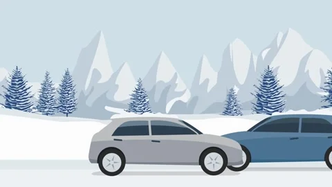 Gray car driving through a snowy forest ... | Stock Video | Pond5