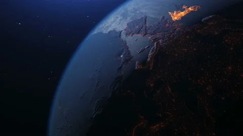 Great Britain map from space at night wi... | Stock Video | Pond5
