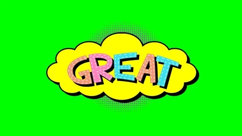 GREAT Comic words animation green screen | Stock Video | Pond5