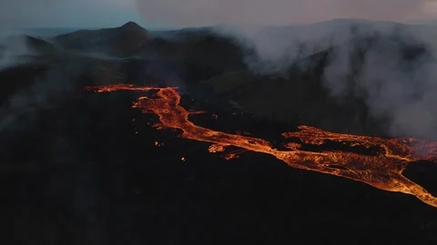 Great lava flow of the 2023 volcanic eru... | Stock Video | Pond5