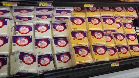 Great Value Cheese Slices Grocery Superm... | Stock Video | Pond5
