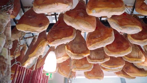 Great variety of rustic meat products in... | Stock Video | Pond5