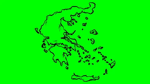 Greece drawing outline map green screen ... | Stock Video | Pond5