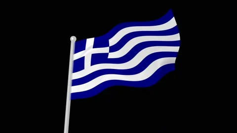 greece flag waving animated black backgr... | Stock Video | Pond5