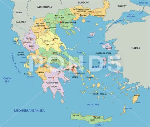 Greece - Highly detailed editable political map with labeling.: Royalty ...