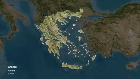 Greece map - solid. Regions. Satellite. ... | Stock Video | Pond5