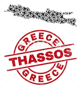 Greece Thassos Watermark Badge and Java Island Map Aviation Mosaic ...