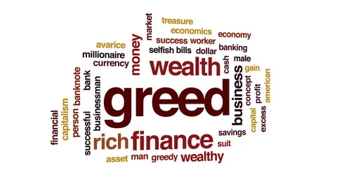 Greed animated word cloud, text design a... | Stock Video | Pond5