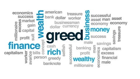 Greed animated word cloud, text design a... | Stock Video | Pond5