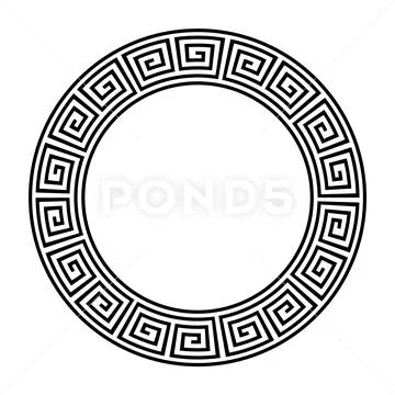 Greek circle pattern border. Vector round greek frame ornament ancient ...