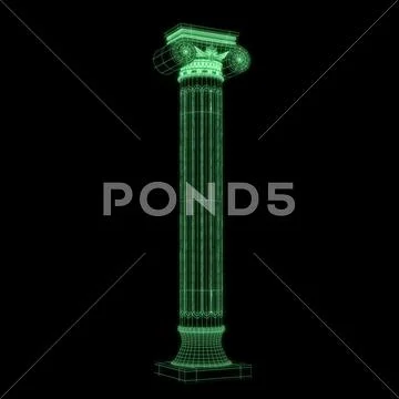 Greek column grid in black background Illustration #51527224