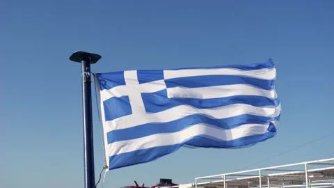 The Greek flag hanging from the ferry ma... | Stock Video | Pond5