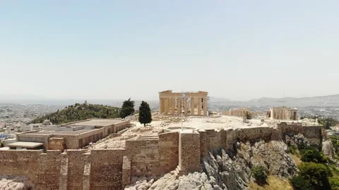 Greek flag waving in front of the Parthe... | Stock Video | Pond5