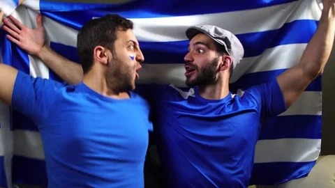 Greek Friends Celebrating with Greece Fl... | Stock Video | Pond5