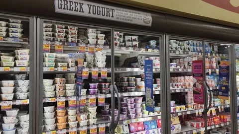 Greek Yogurt Grocery Store Supermarket F... | Stock Video | Pond5