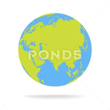 Green and blue cartoon world map globe vector illustration: Royalty ...