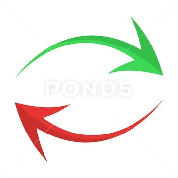 Green And Red Curved Arrows In Form Of Recycle Vector Illustration ...