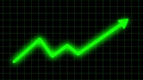 Green arrow is going up with grid line a... | Stock Video | Pond5