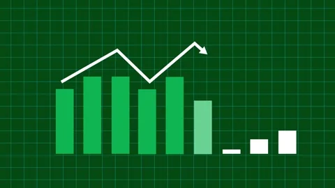 Green Bar Chart with Downward Trend Line... | Stock Video | Pond5