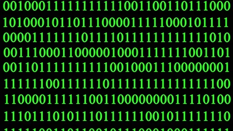 Green binary code falling down on the bl... | Stock Video | Pond5